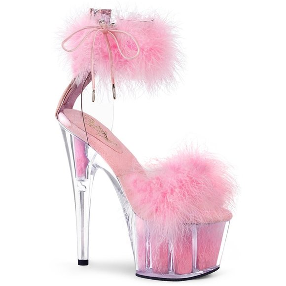 Shoes | Barbie Barbiecore Platform Marabou Fur Clear High Heel Shoes ...